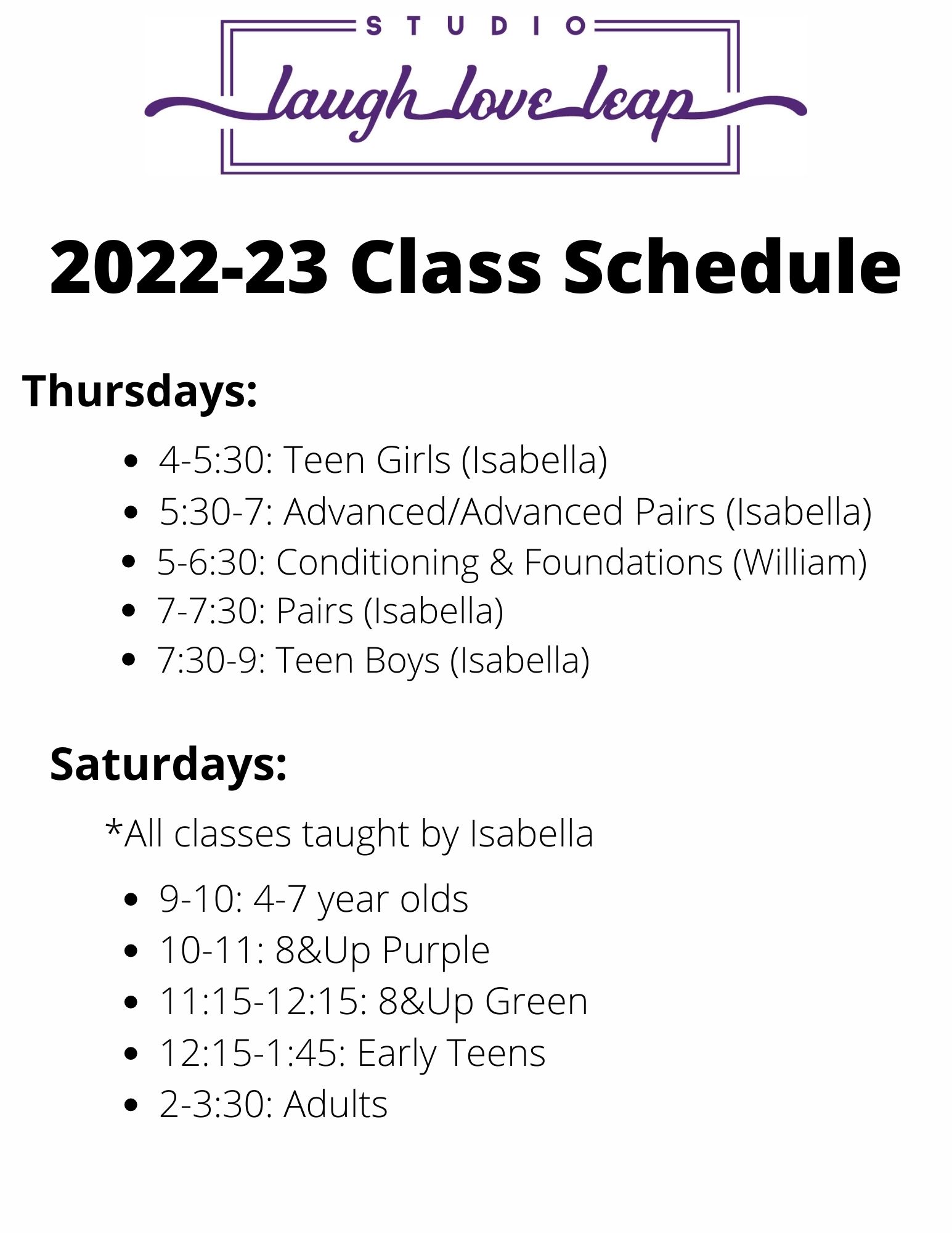 Register Now for Fall 2022 Classes – Studio Laugh Love Leap